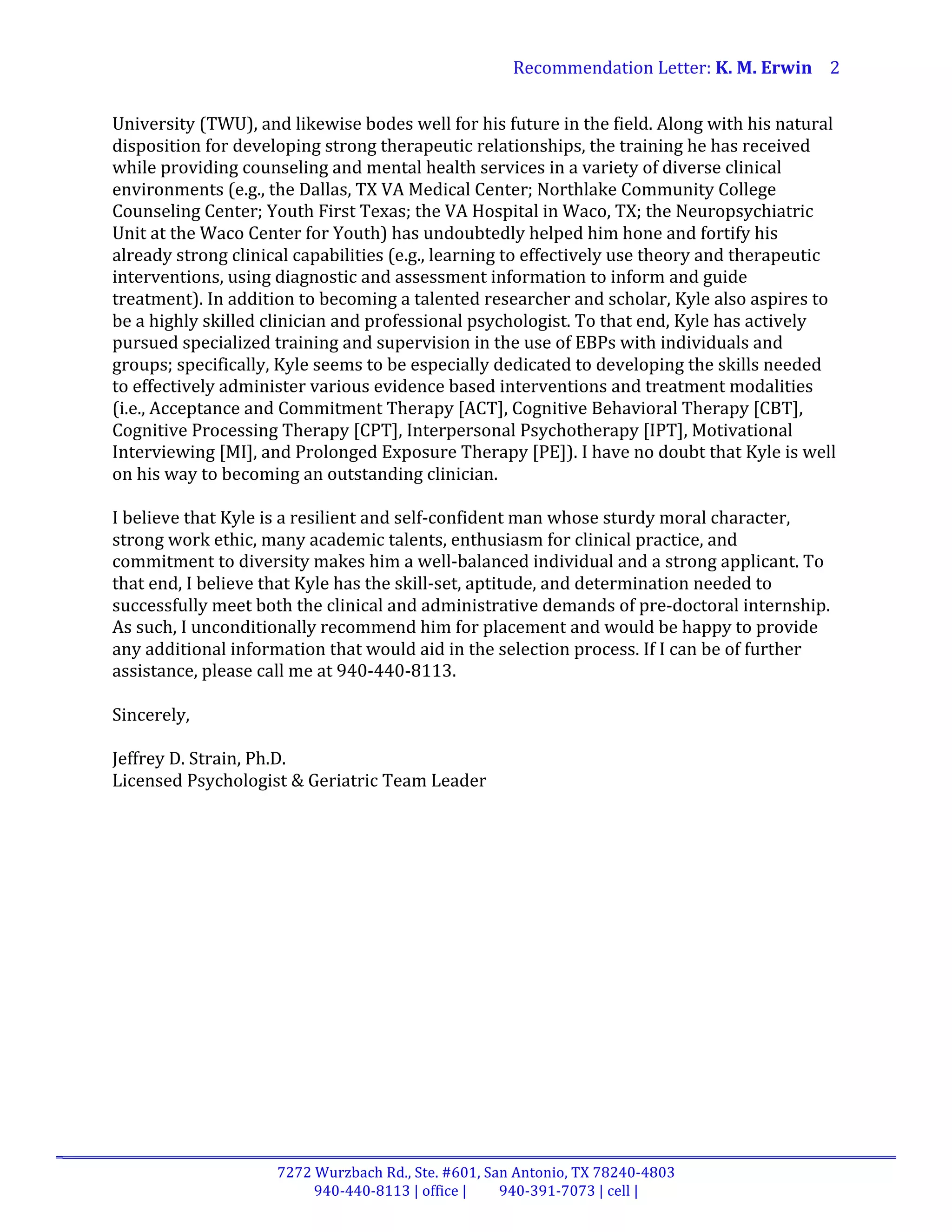 Strain Letter for Kyle | PDF