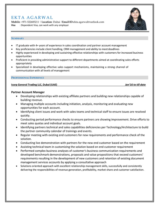 Ekta_Partner Account Manager | PDF