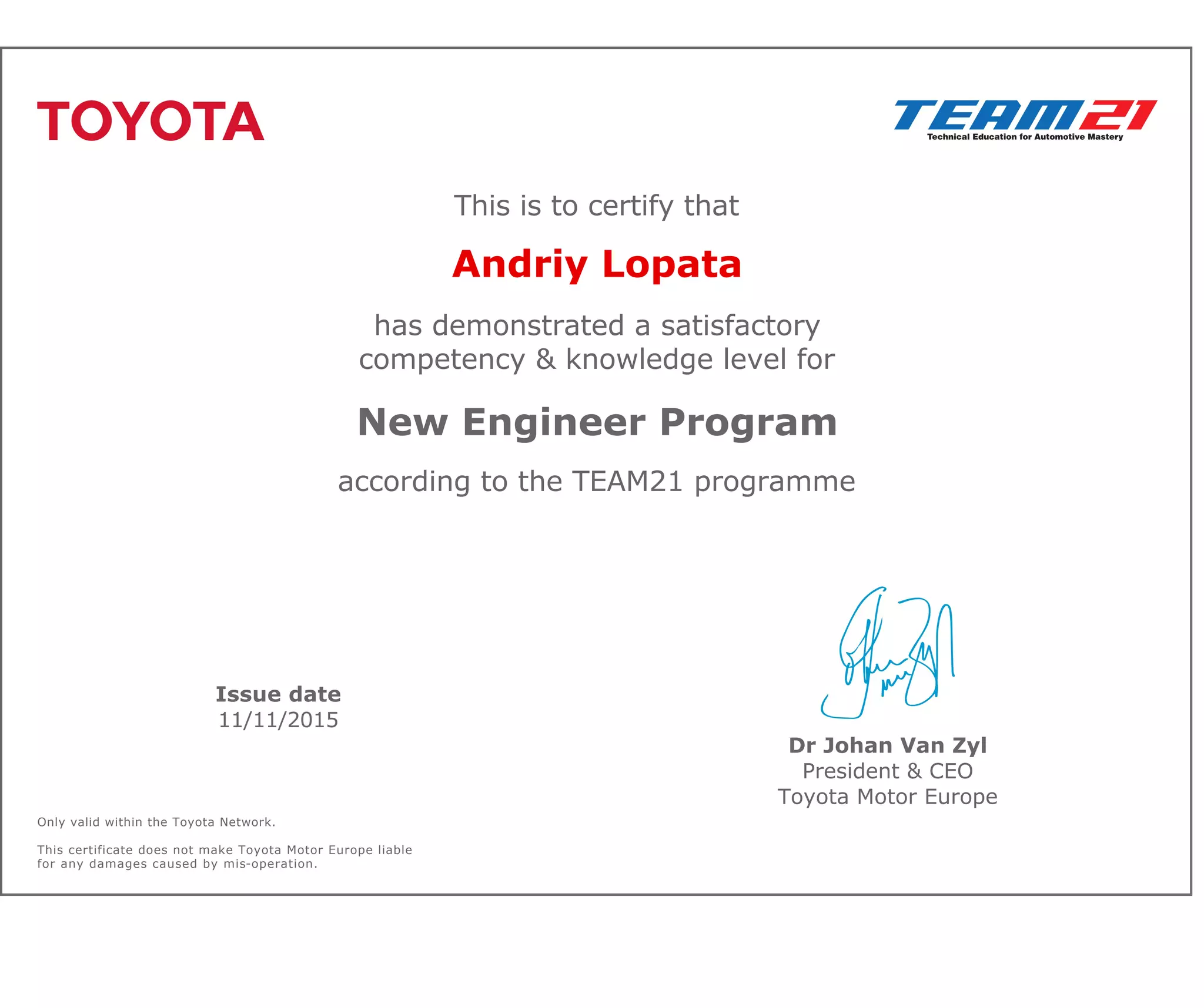 Certificate_New Engineer | PDF