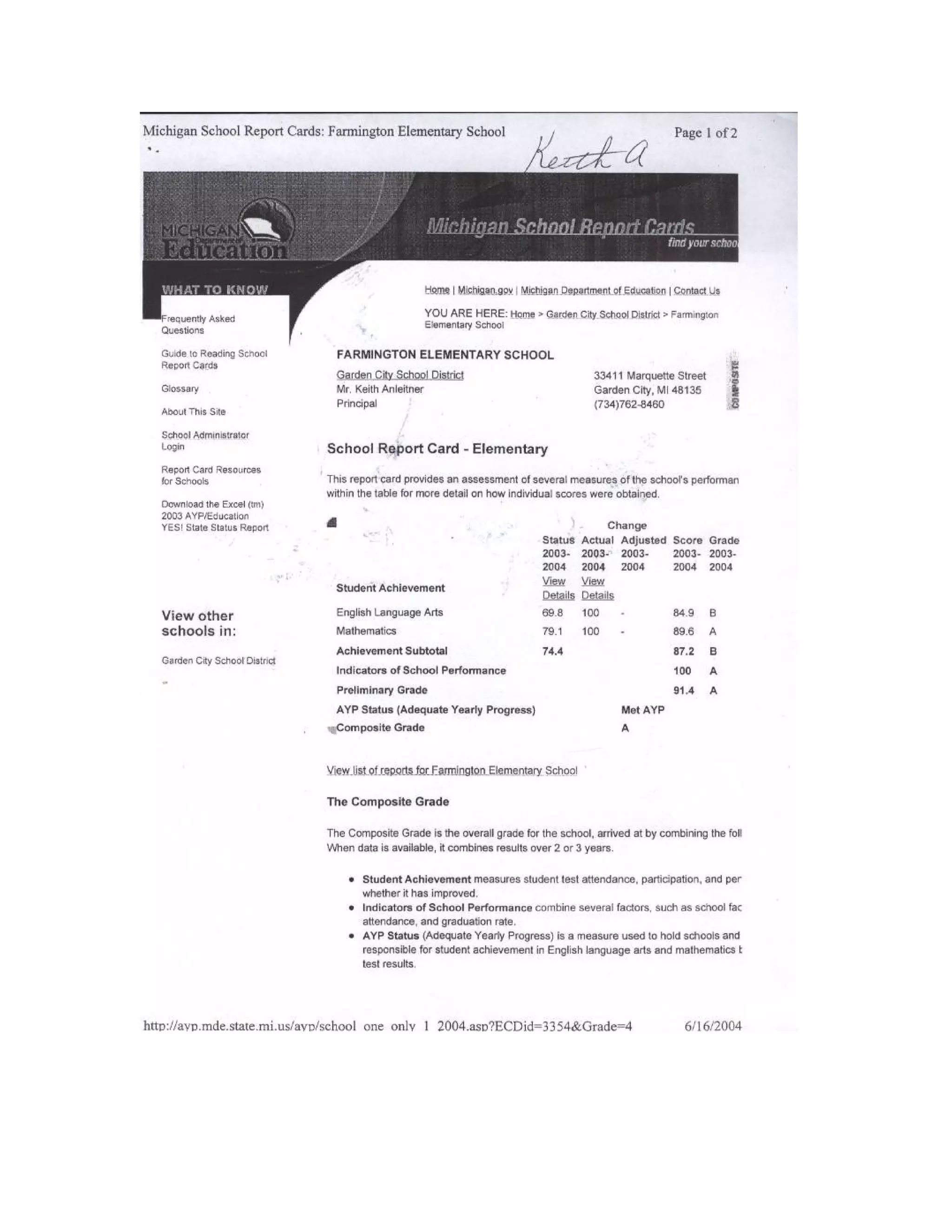 Report Card Summary | DOC