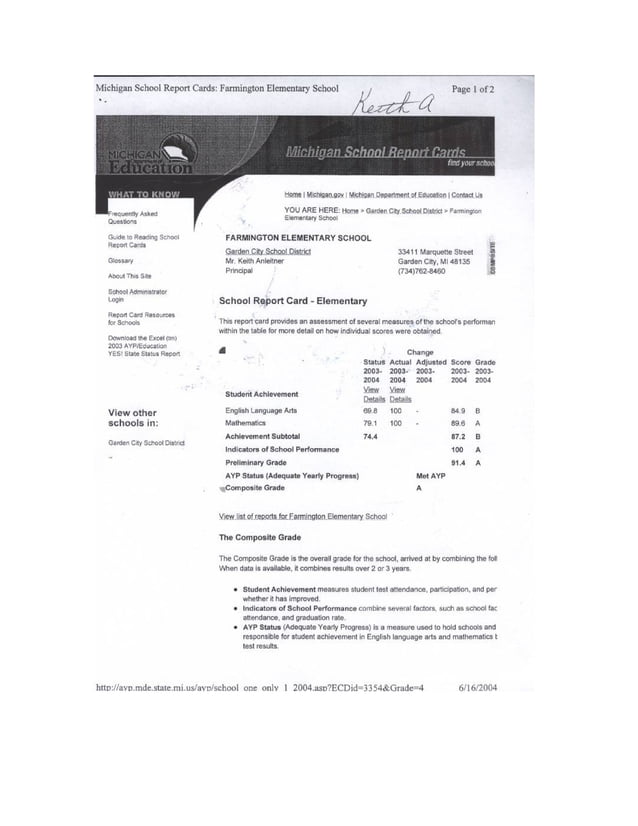 Report Card Summary | DOC