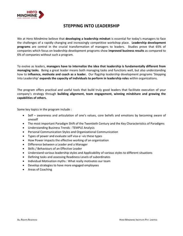 Stepping Into Leadership | PDF