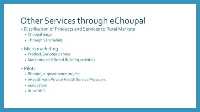 ITC E-Choupal | PPTX | Agriculture | Industries