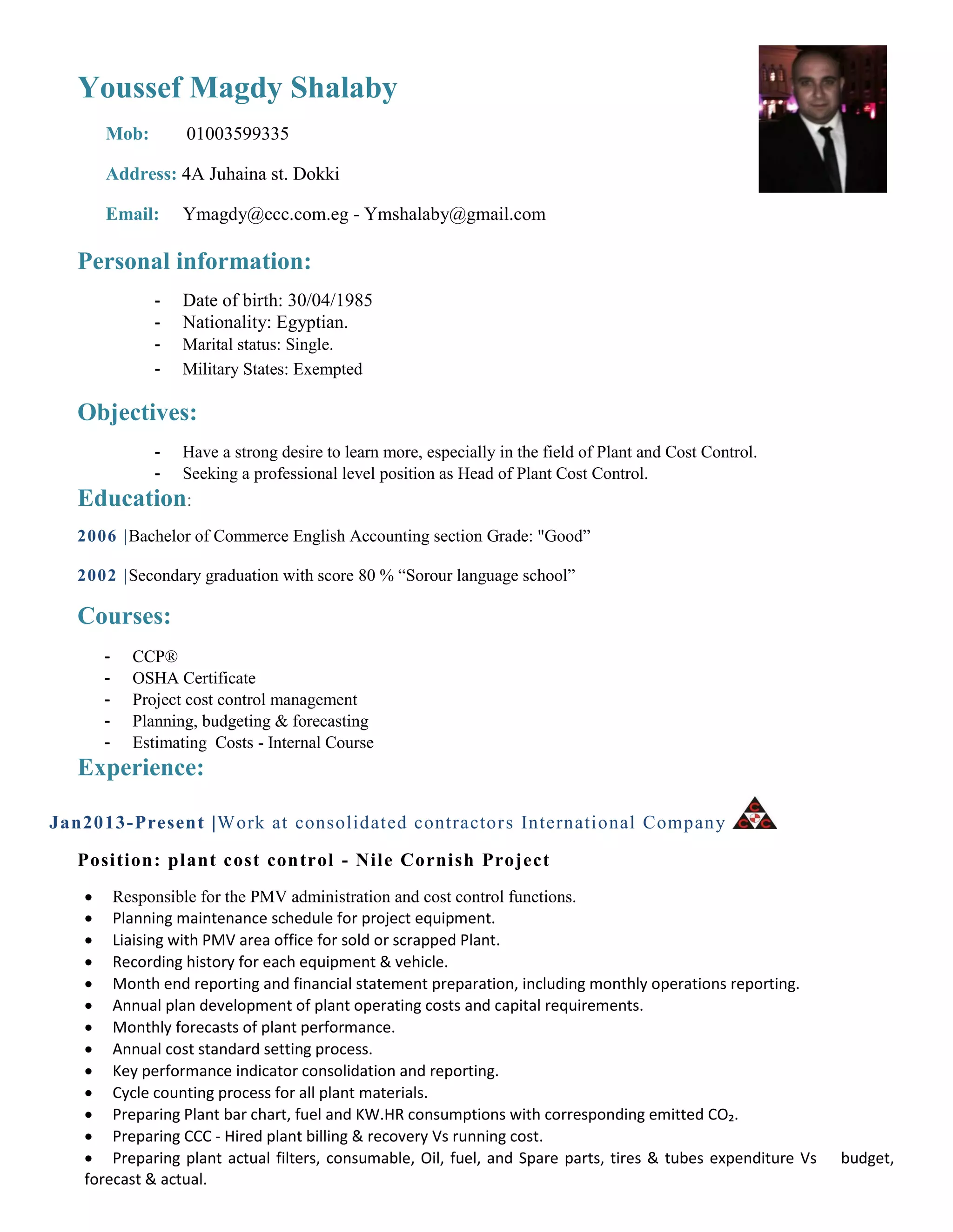 Youssef Magdy CV | PDF | Civil Engineering Industry | Industries
