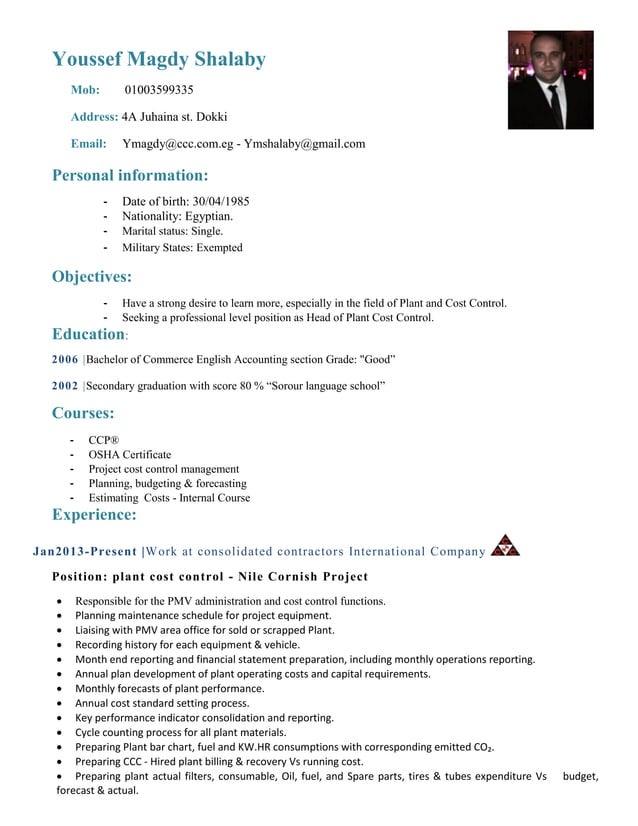 Youssef Magdy CV | PDF | Civil Engineering Industry | Industries