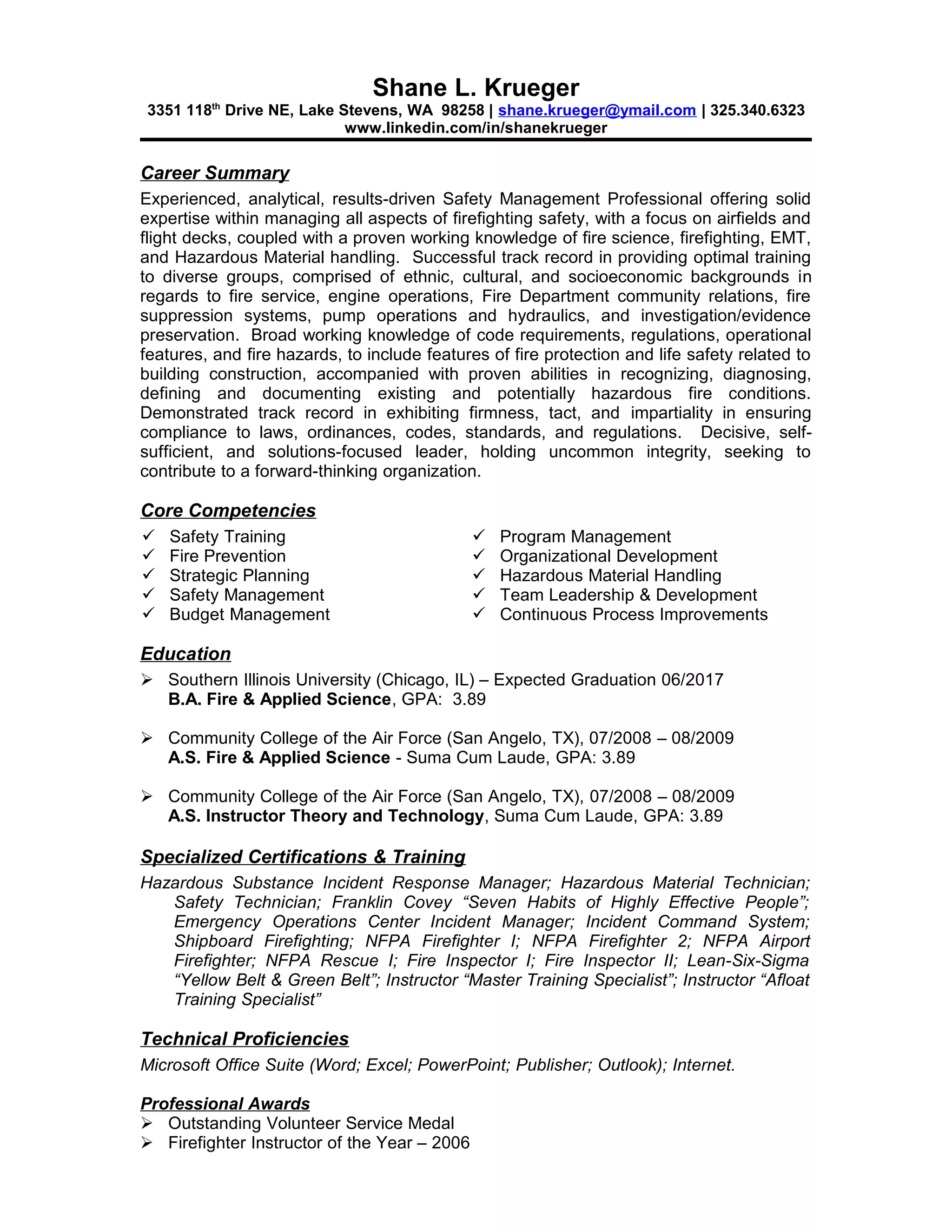 Krueger Shane Resume 110716 | DOC