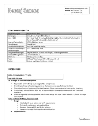 CV-NeerajSaxena | DOC | Programming Languages | Computing