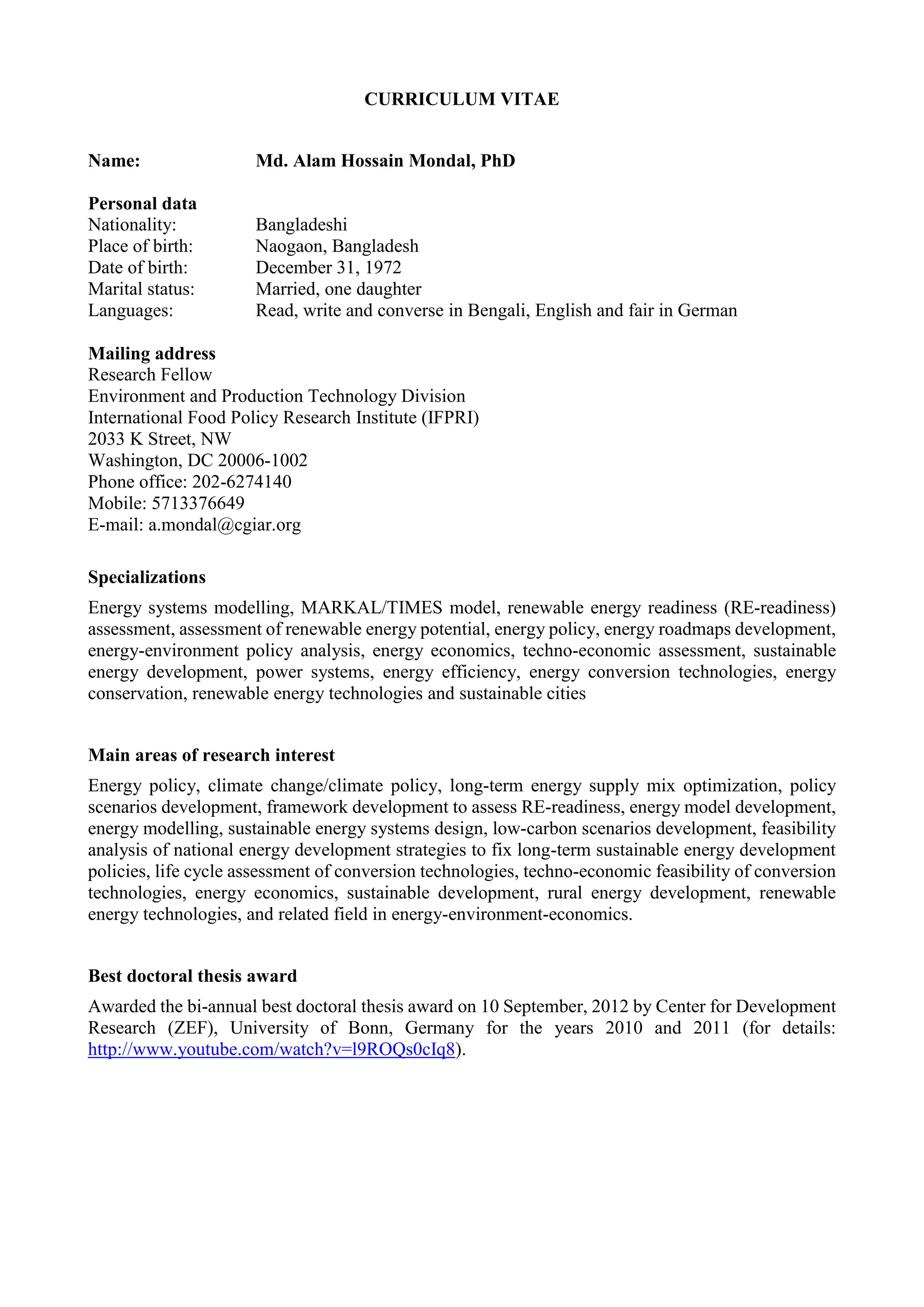 Alam Mondal_CV | PDF