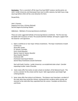 Lander Veterans SWOT | PDF