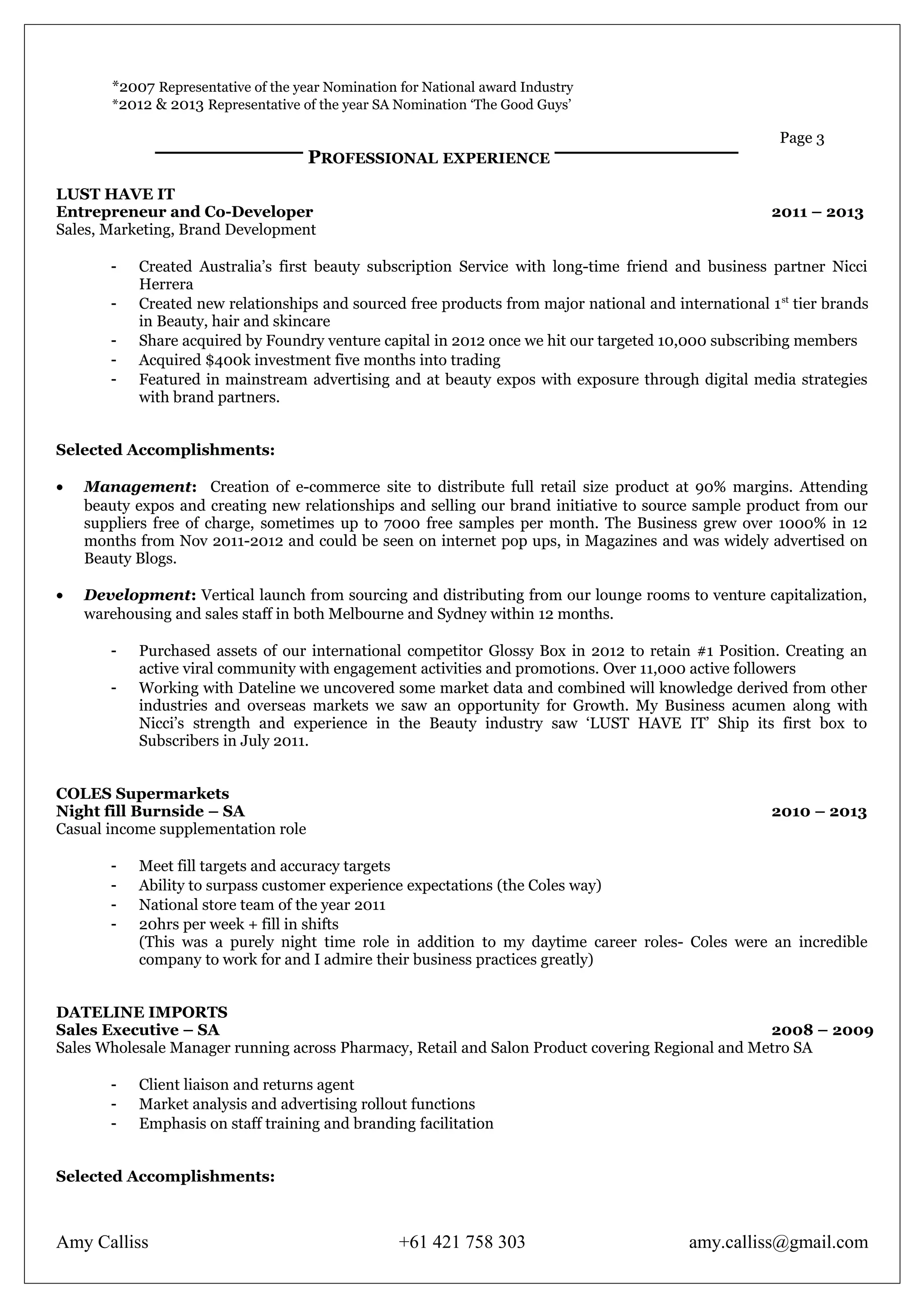 Amy Calliss - Resume | PDF | Free Download