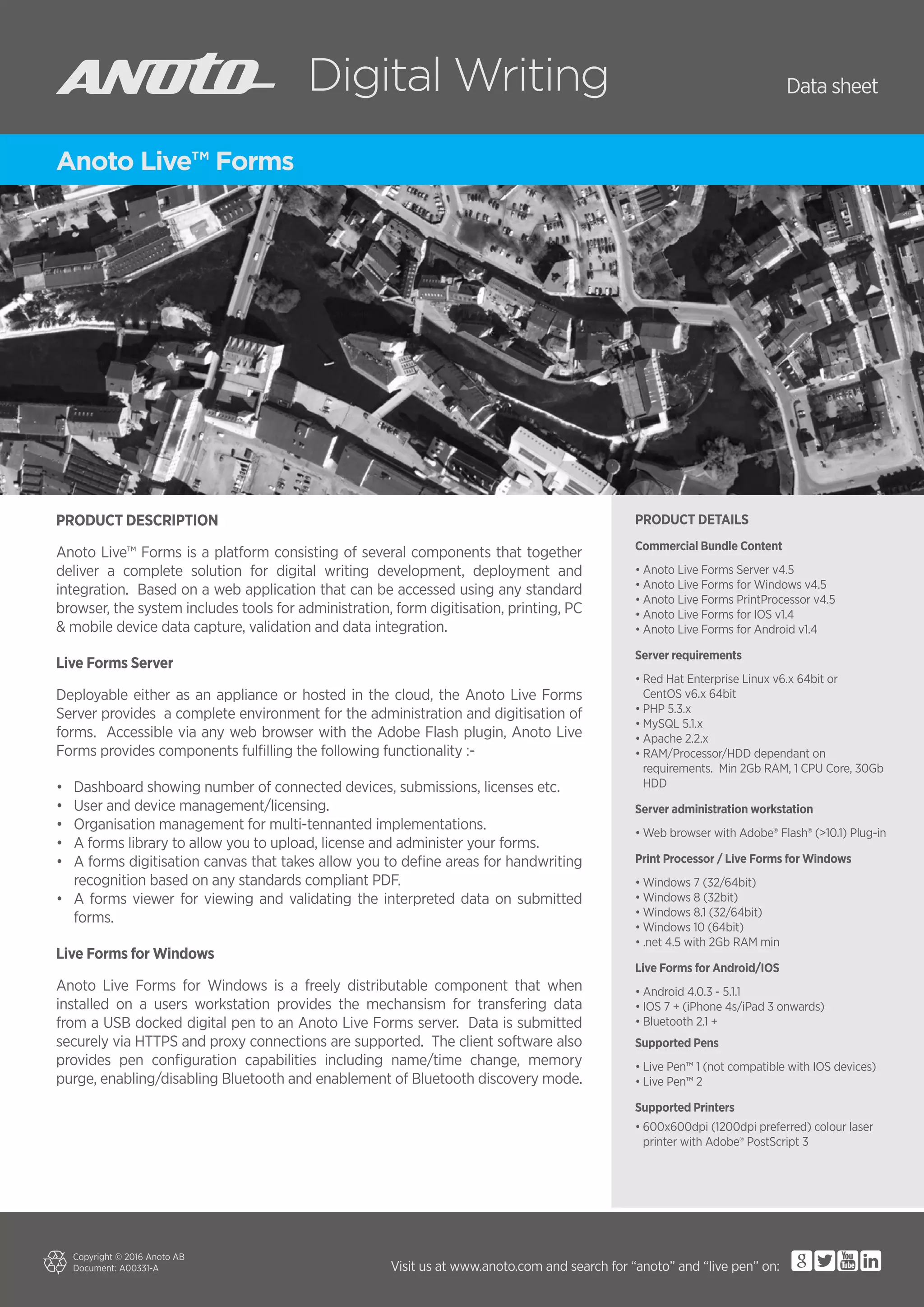 Anoto Live Forms Product Sheet | PDF