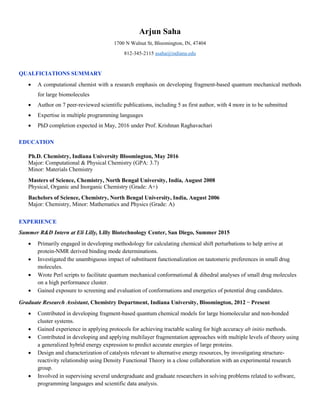 CV-Arjun Saha | PDF