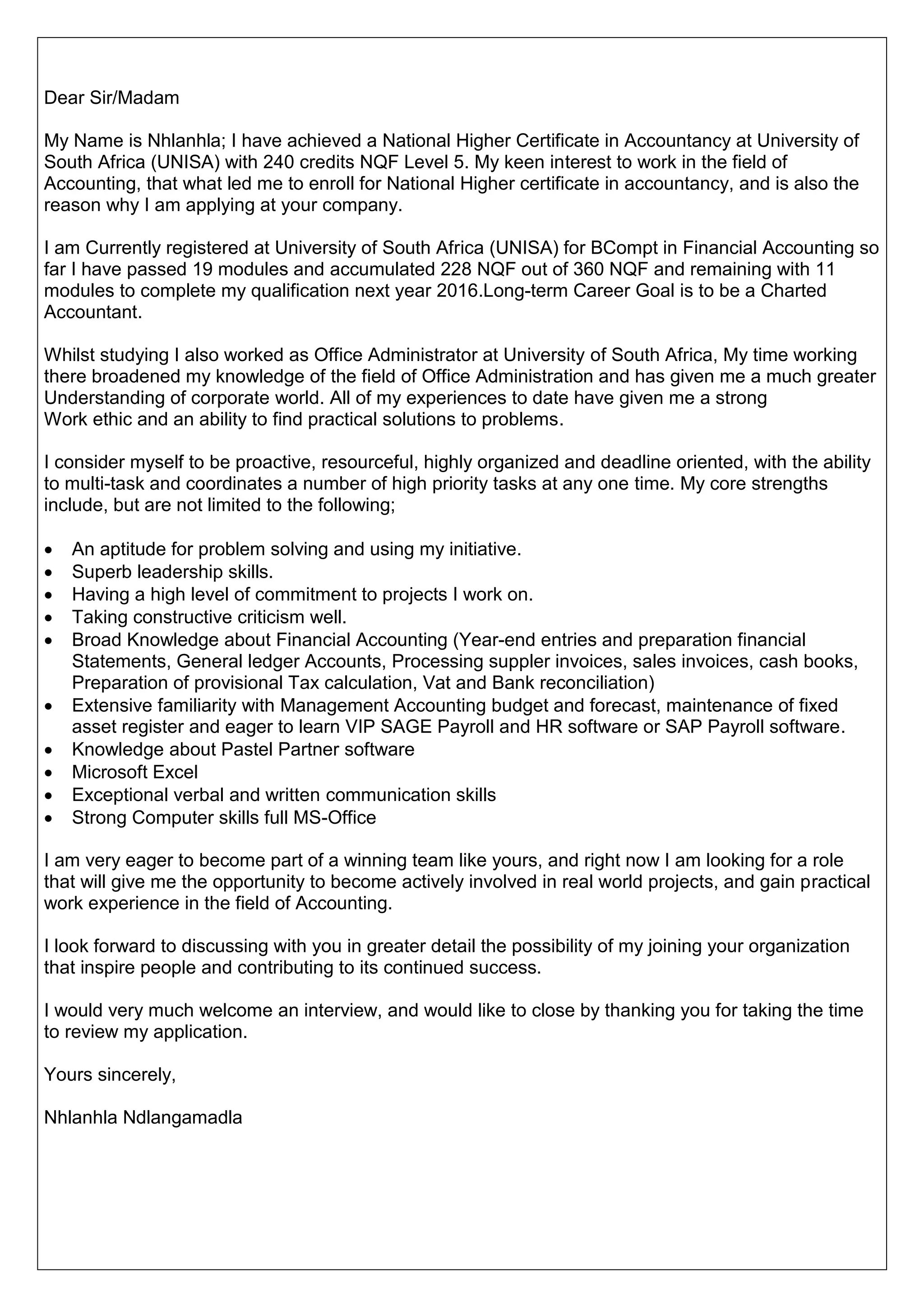 Resume of Nhlanhla Ndlangamadla Accountant (1) | PDF