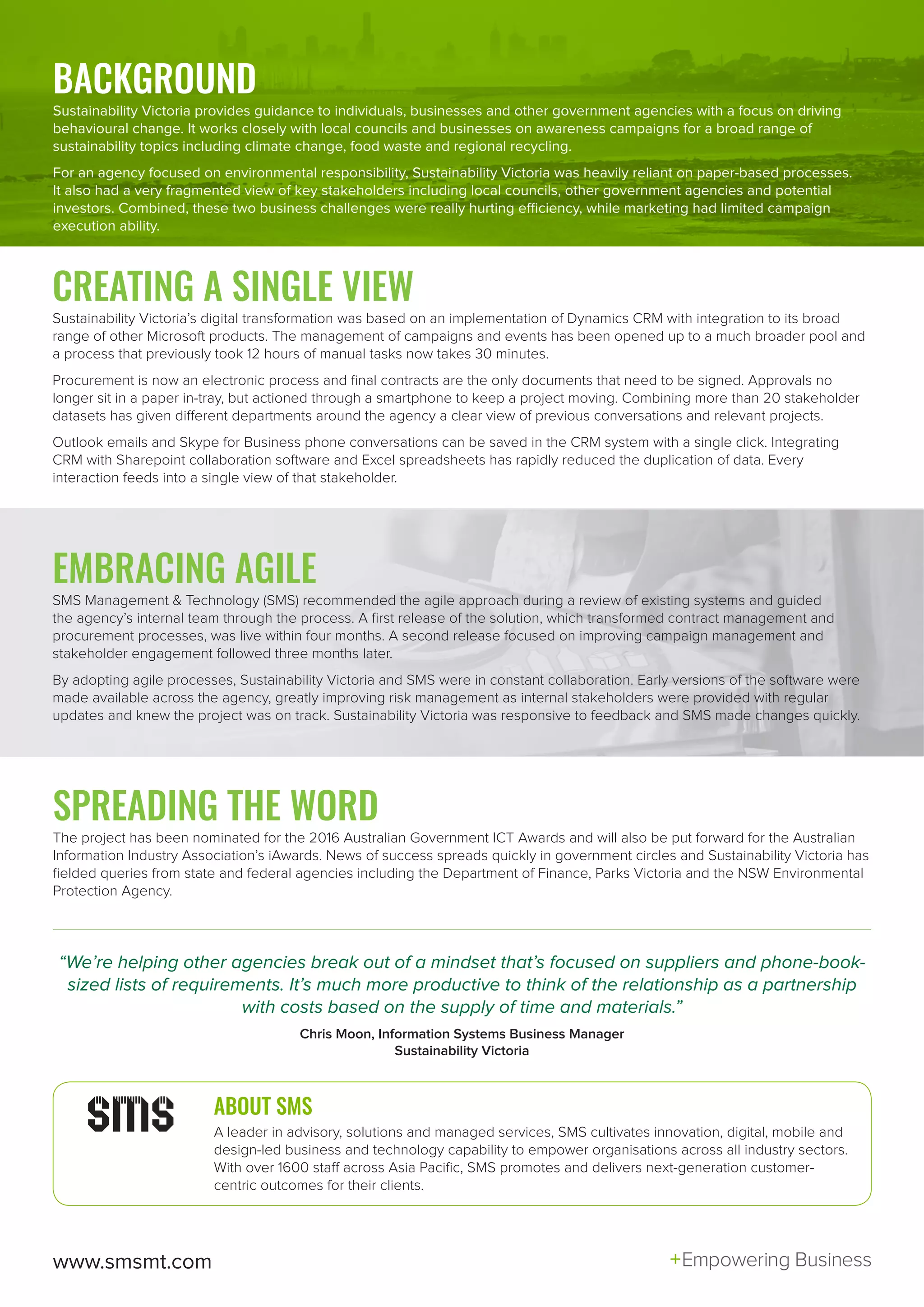 Customer Reference - Sustainability Victoria - Agile Dynamics CRM ...