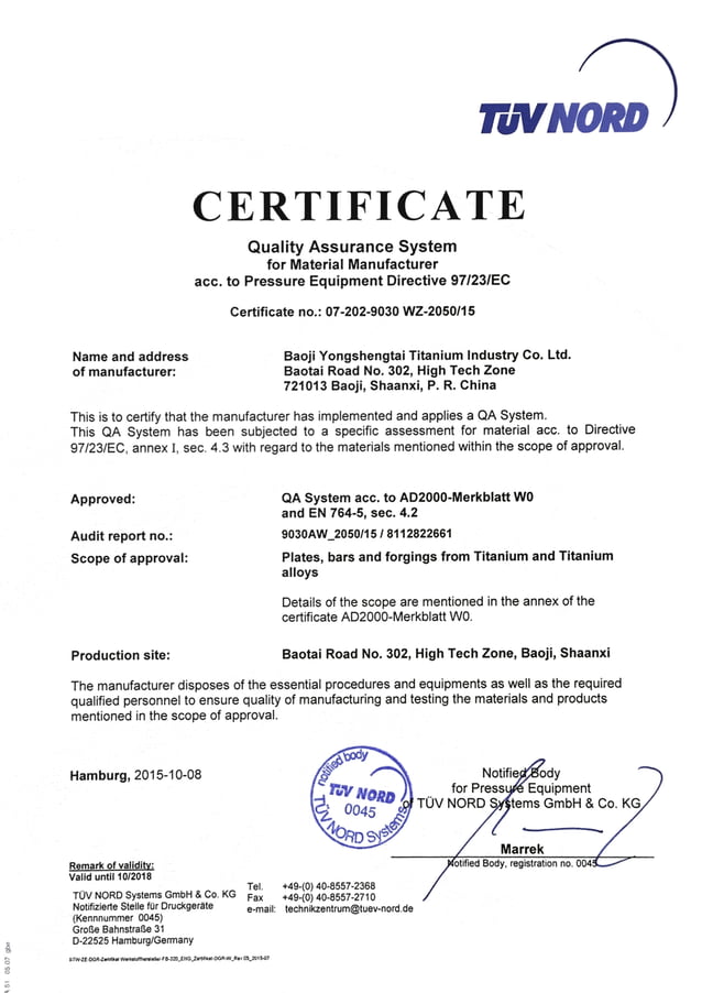 PED Certificate | PDF