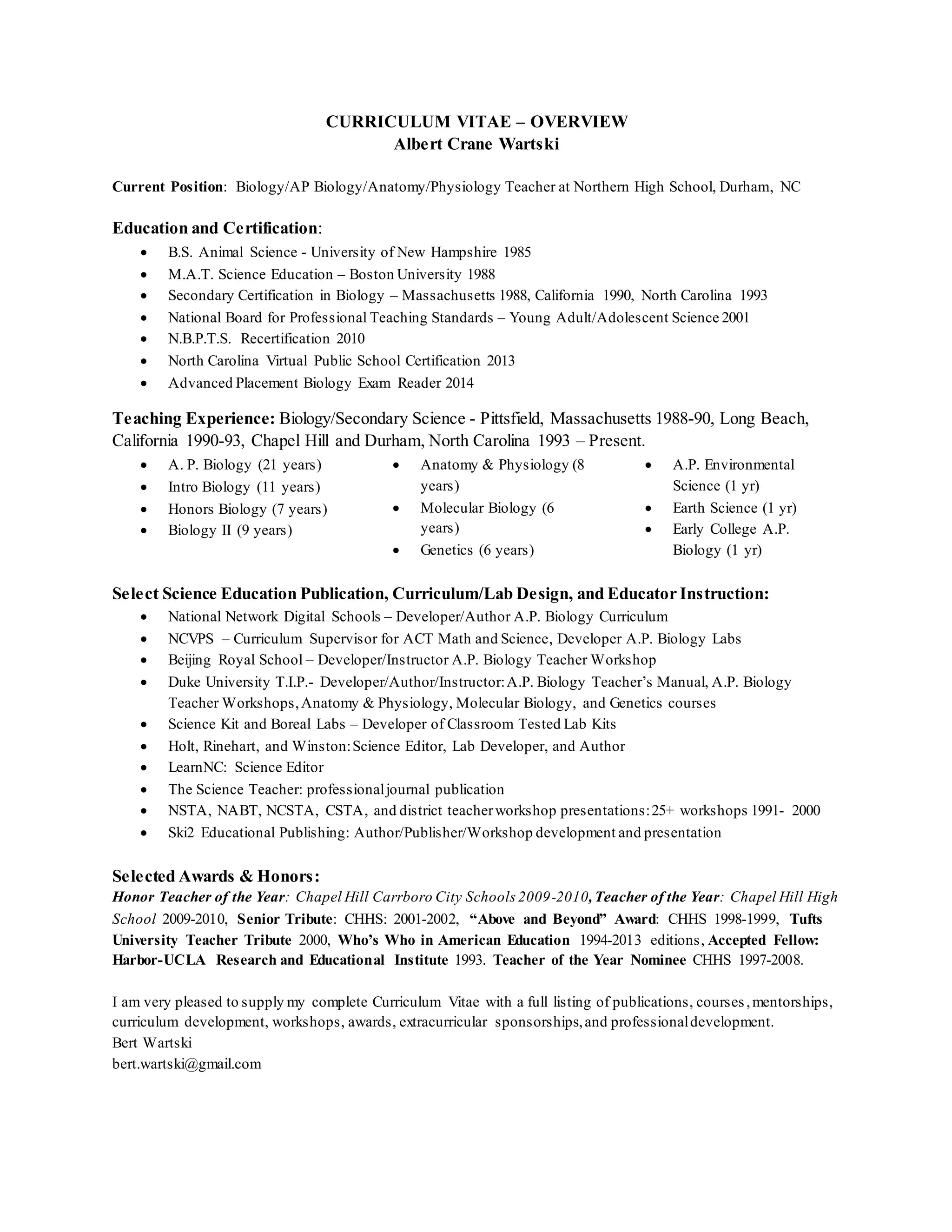 Bert CV overview-1 | DOCX