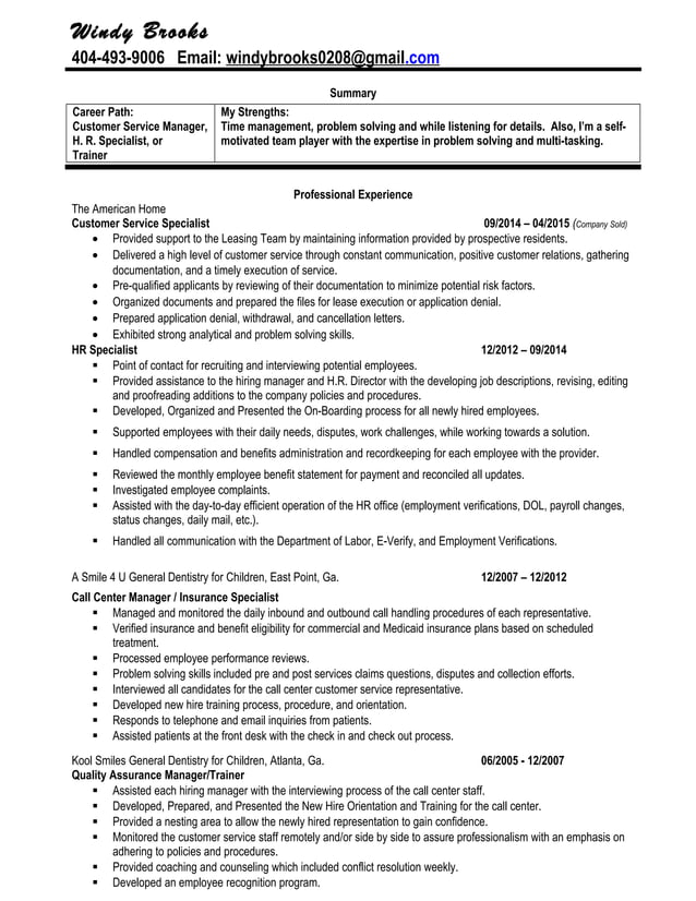 Windyresume 032315 | PDF