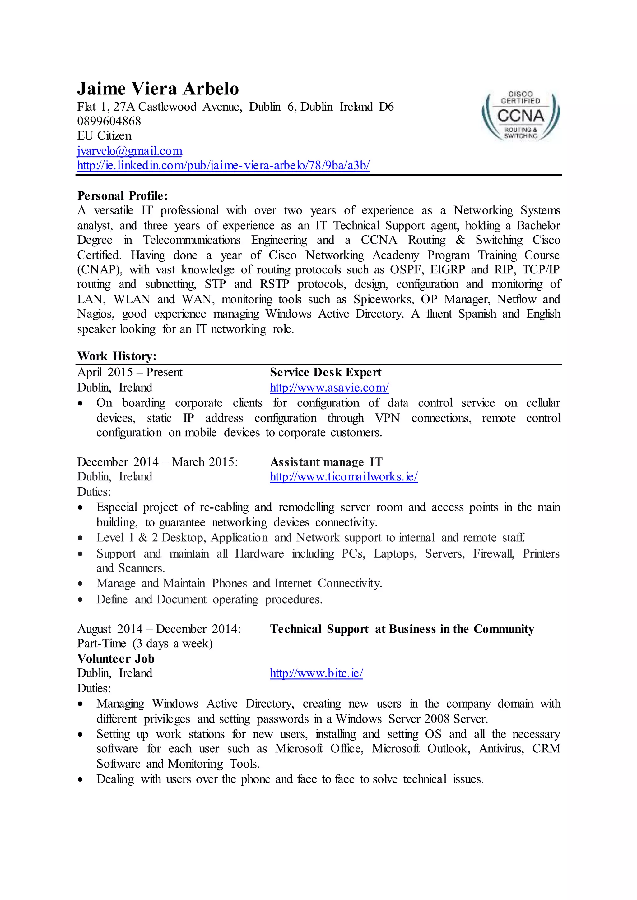 CV Jaime Viera Arbelo | PDF