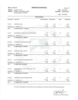 Ashford University Transcript | PDF