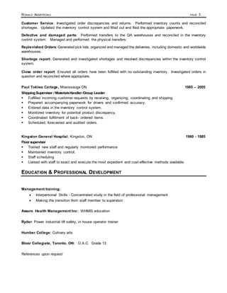 RONALD D ARMSTRONG RESUME 110814 | PDF