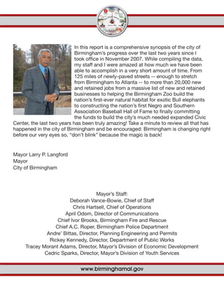 Report Card City of Birmingham Projects Mayor Langford Administration | PDF