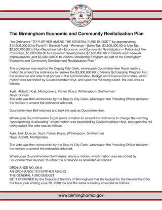 Report Card City of Birmingham Projects Mayor Langford Administration | PDF