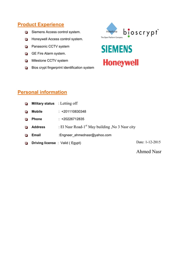 Ahmed nasr - low current systems design engineer | PDF