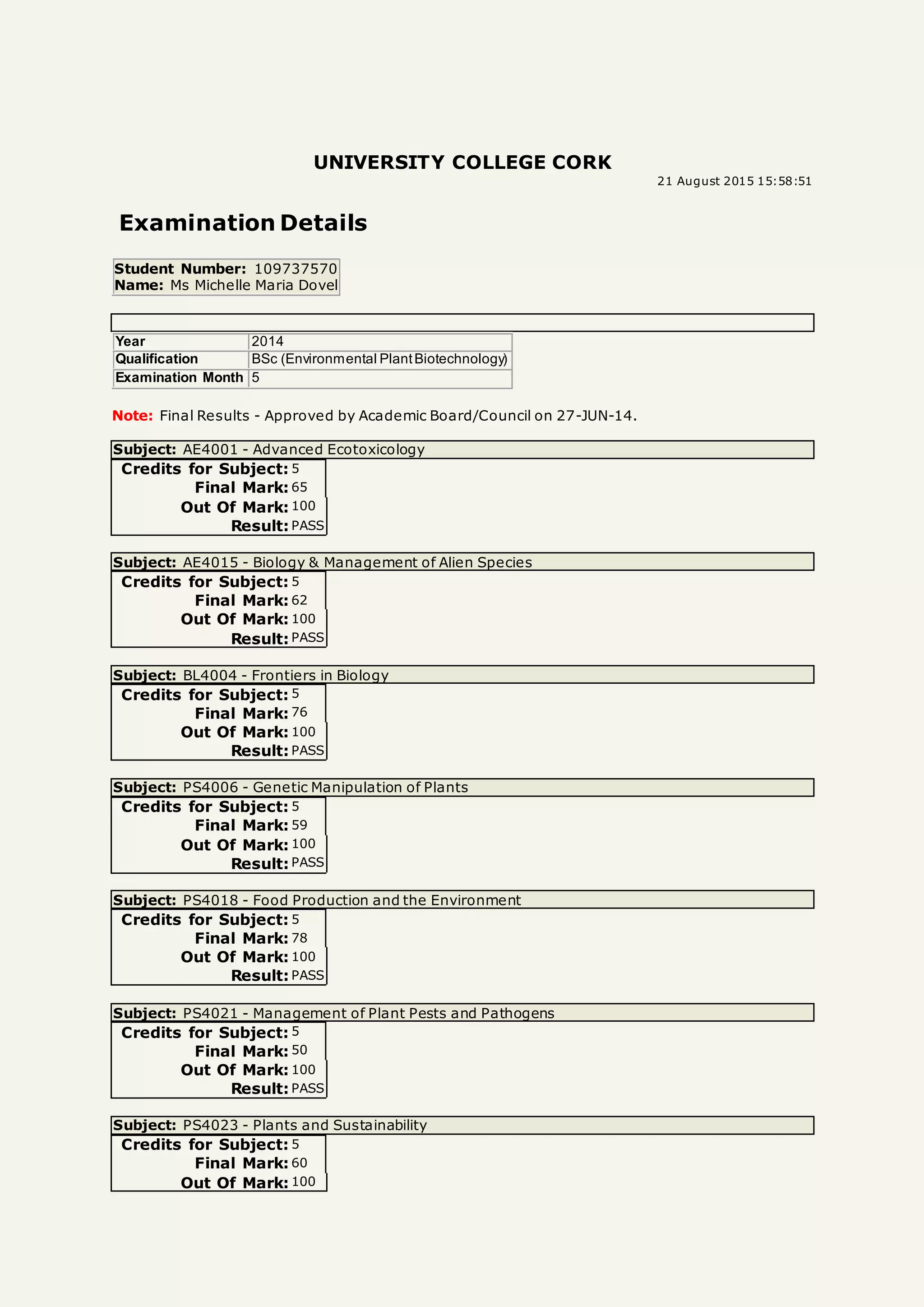 BSc Transcripts | PDF