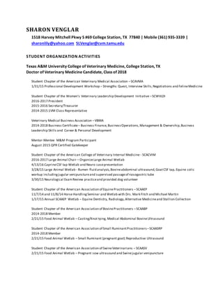 Student Org Activities for CV Resume | DOCX