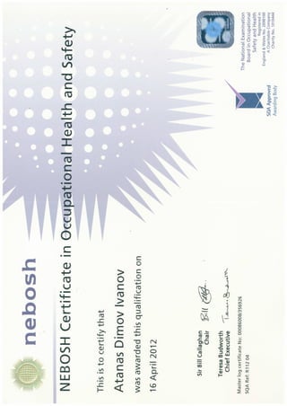 Atanas Ivanov - NEBOSH certificate | PDF