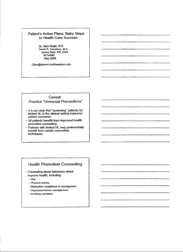 Patient Action Plan CJALFHC | PDF