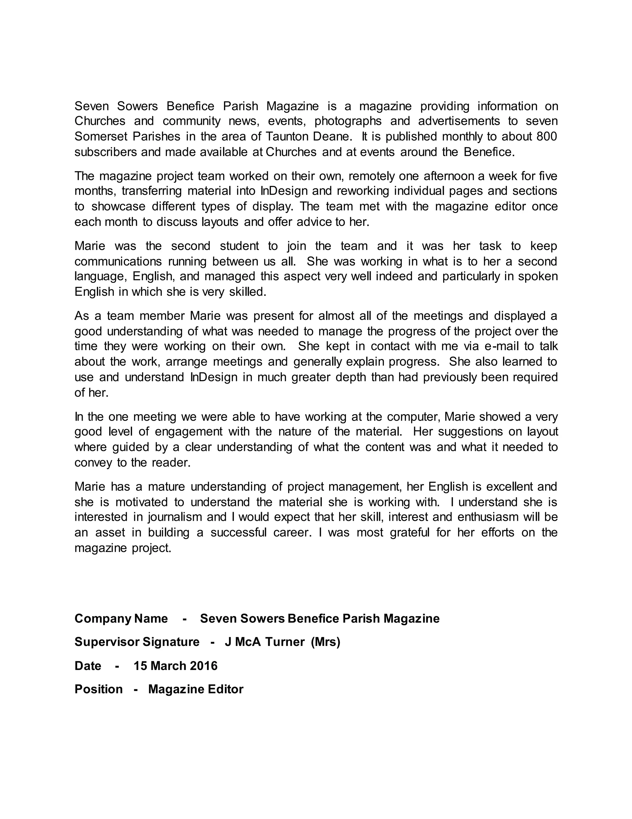 Seven Sowers Benefice | DOCX