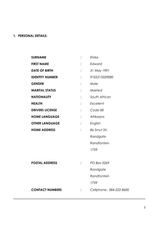 Edward Ehrke's CV | PDF