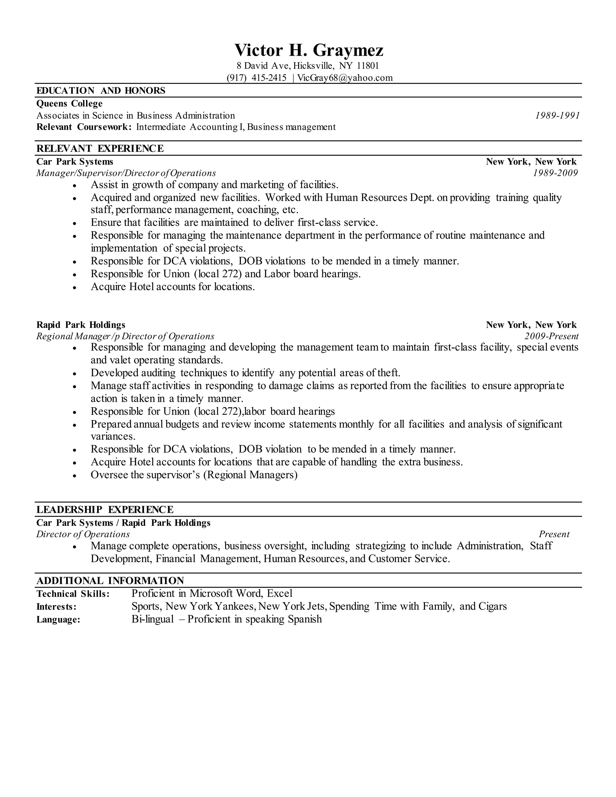 Victor Graymez (DAD) resume 1-31-16 | DOCX