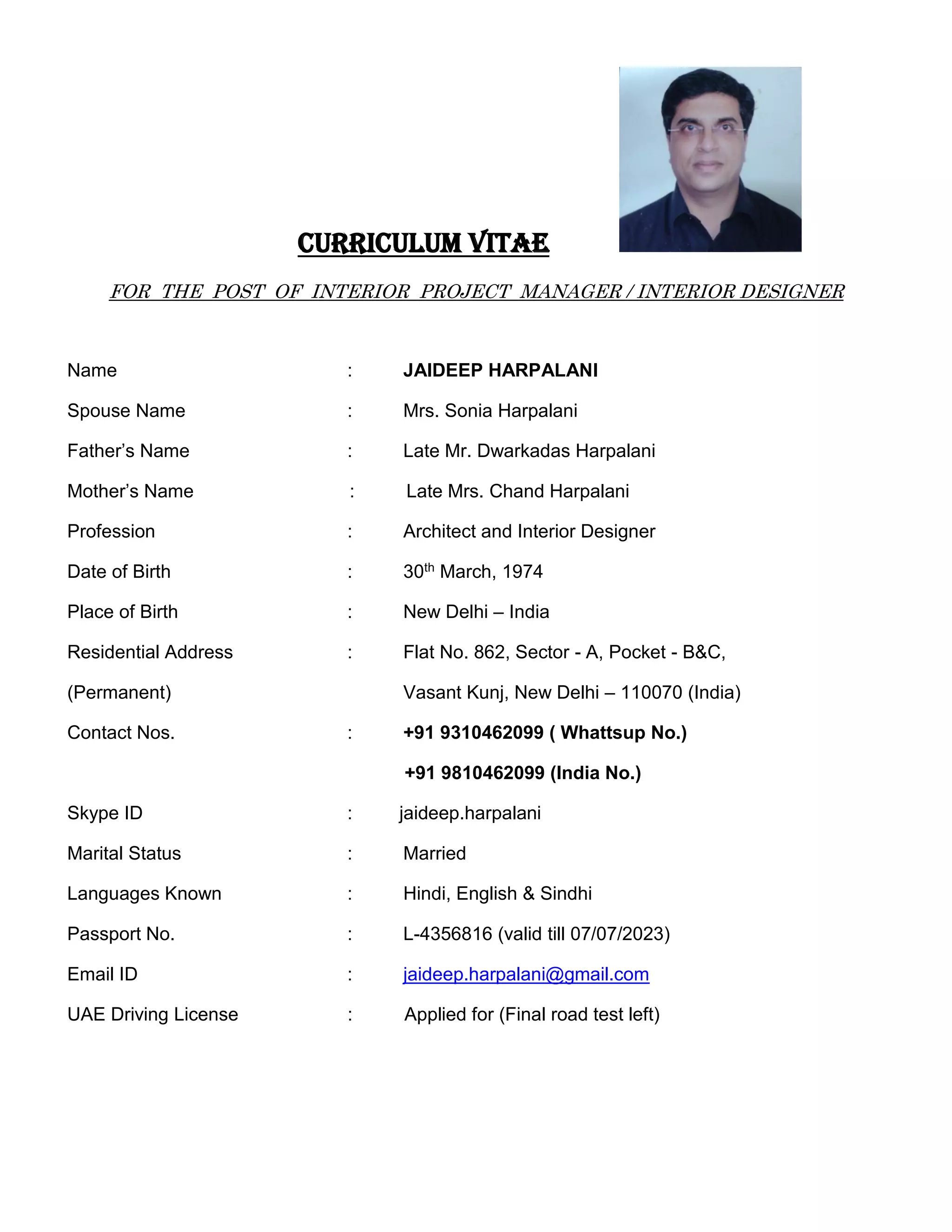 CV of Jaideep | PDF