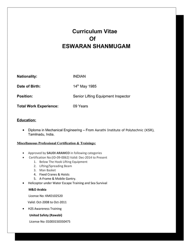 Eswaran-CV | PDF