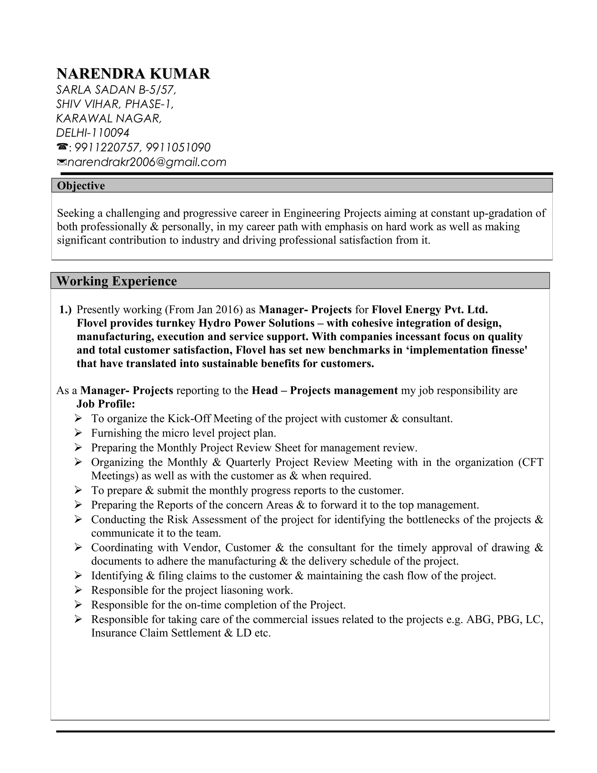 Narendra Kumar- Resume | DOC