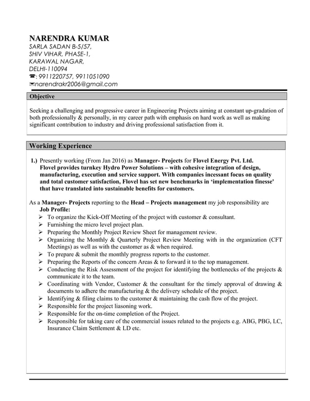 Narendra Kumar- Resume | DOC