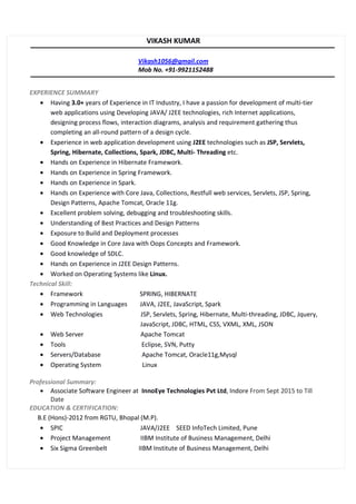 Resume_Vikash1056@gmail | PDF | Web Development | Internet