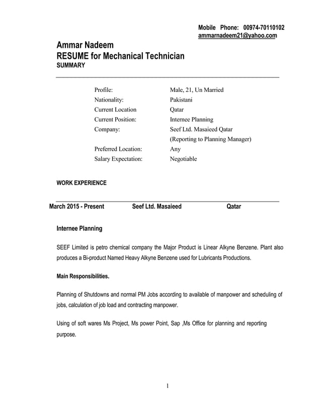 Ammar CV 05-15 | PDF