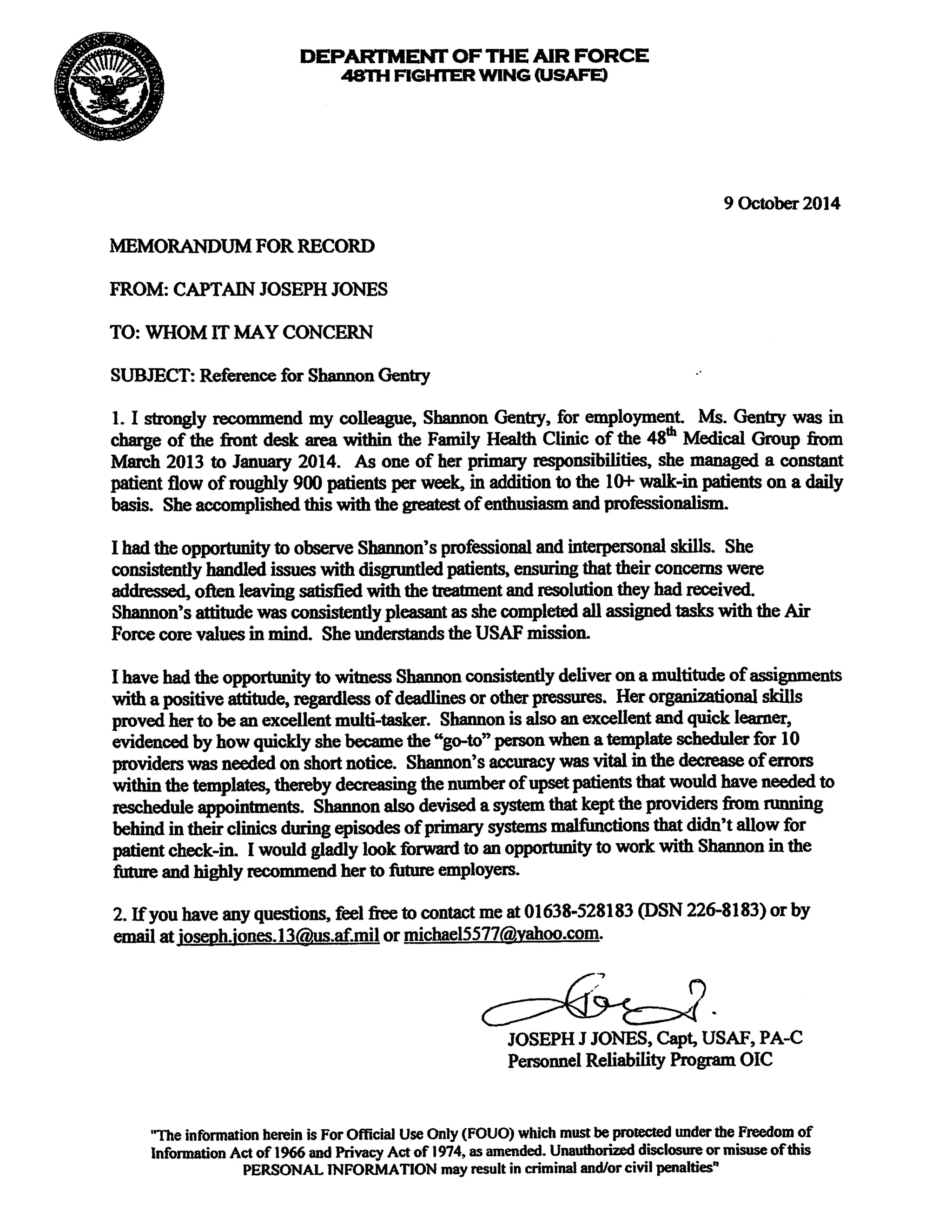 Jones - Letter of Recommendation | PDF