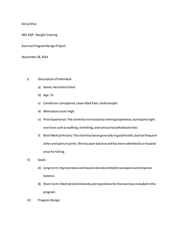 Exercise Program Design | PDF | Free Download