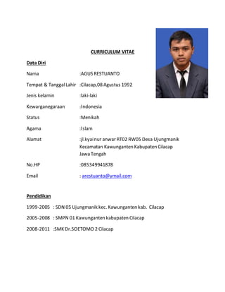 CV AGUS RESTUANTO | PDF