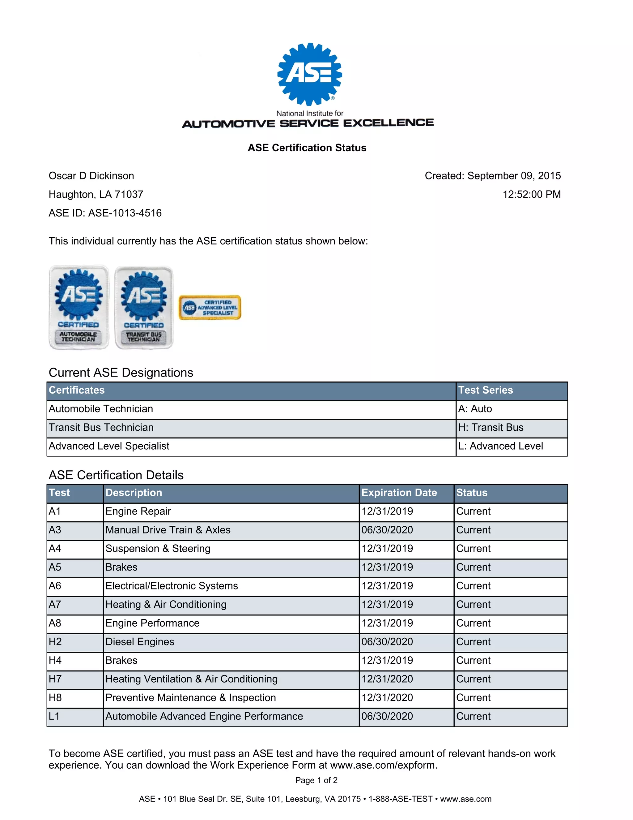 Certification Status (7) | PDF