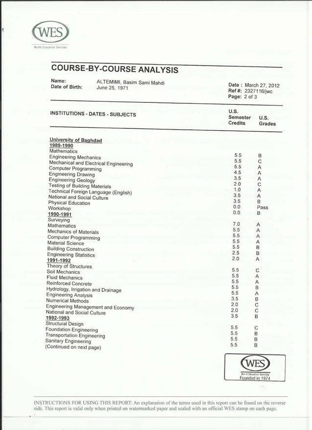 WES Credential Evaluation | PDF