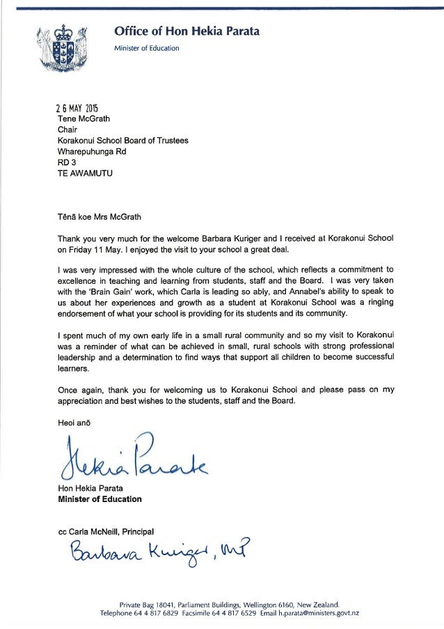 Letter From Minister 1 Letter From Minister 1