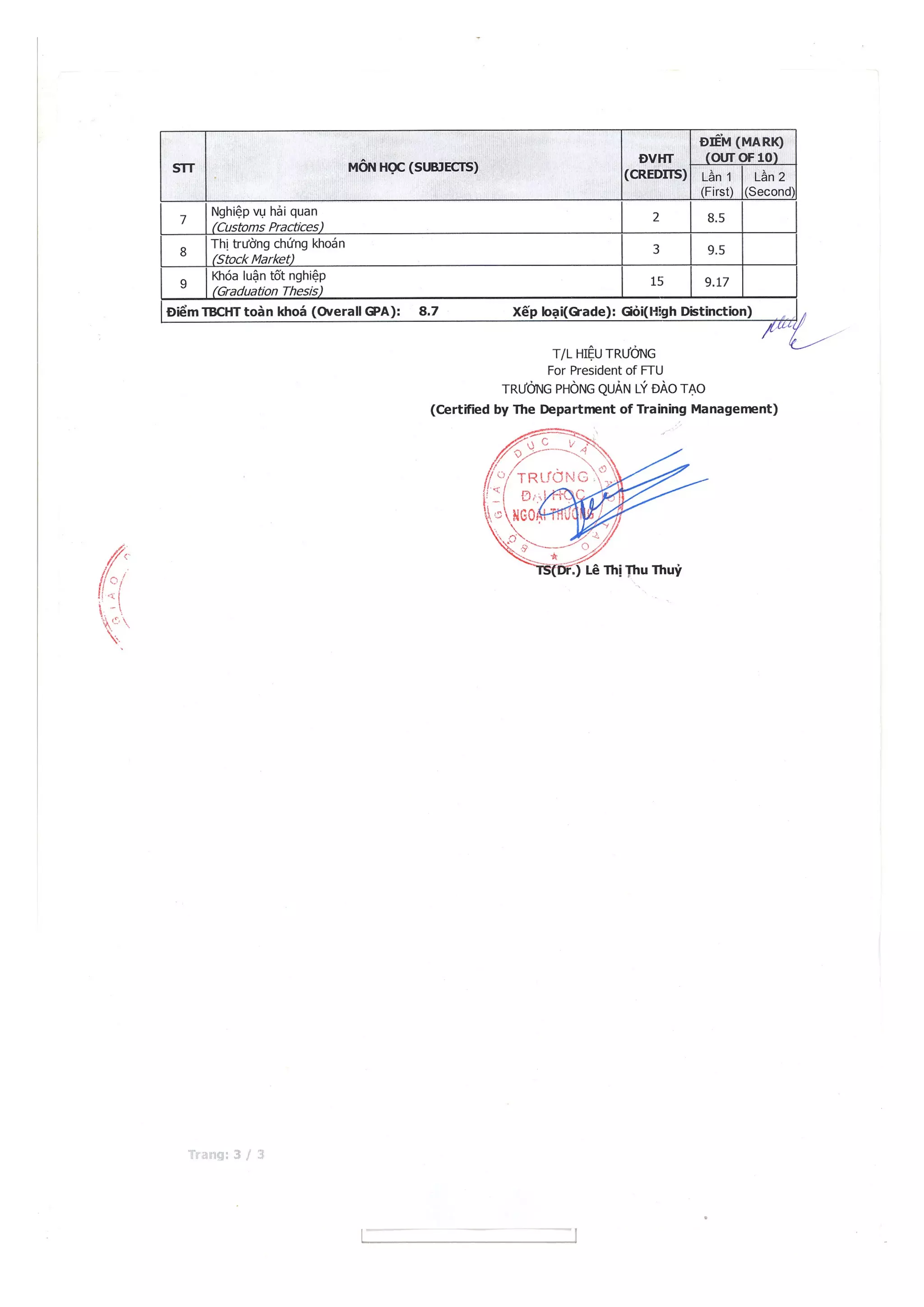 Academic Transcript | PDF