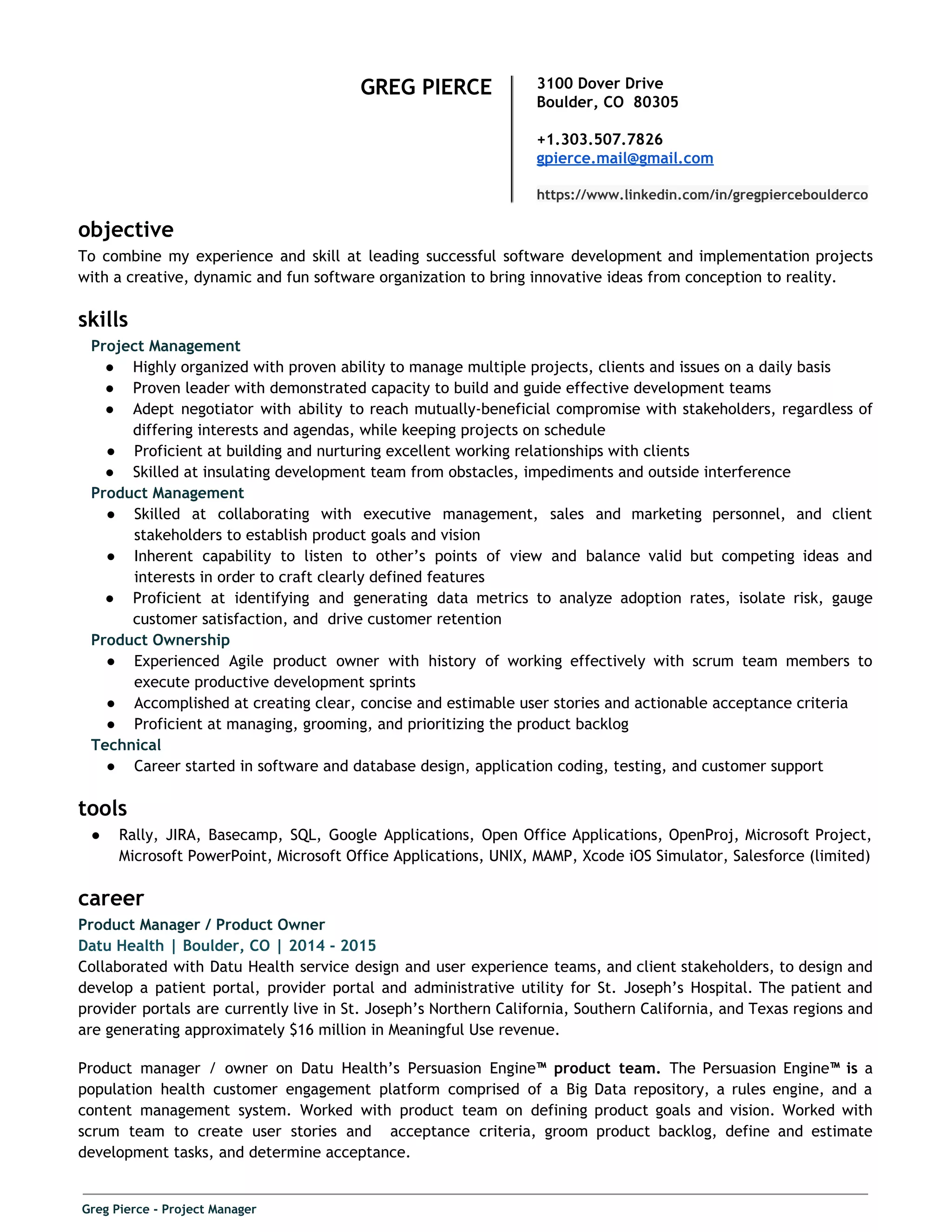 GregoryPierceProjectManager | PDF