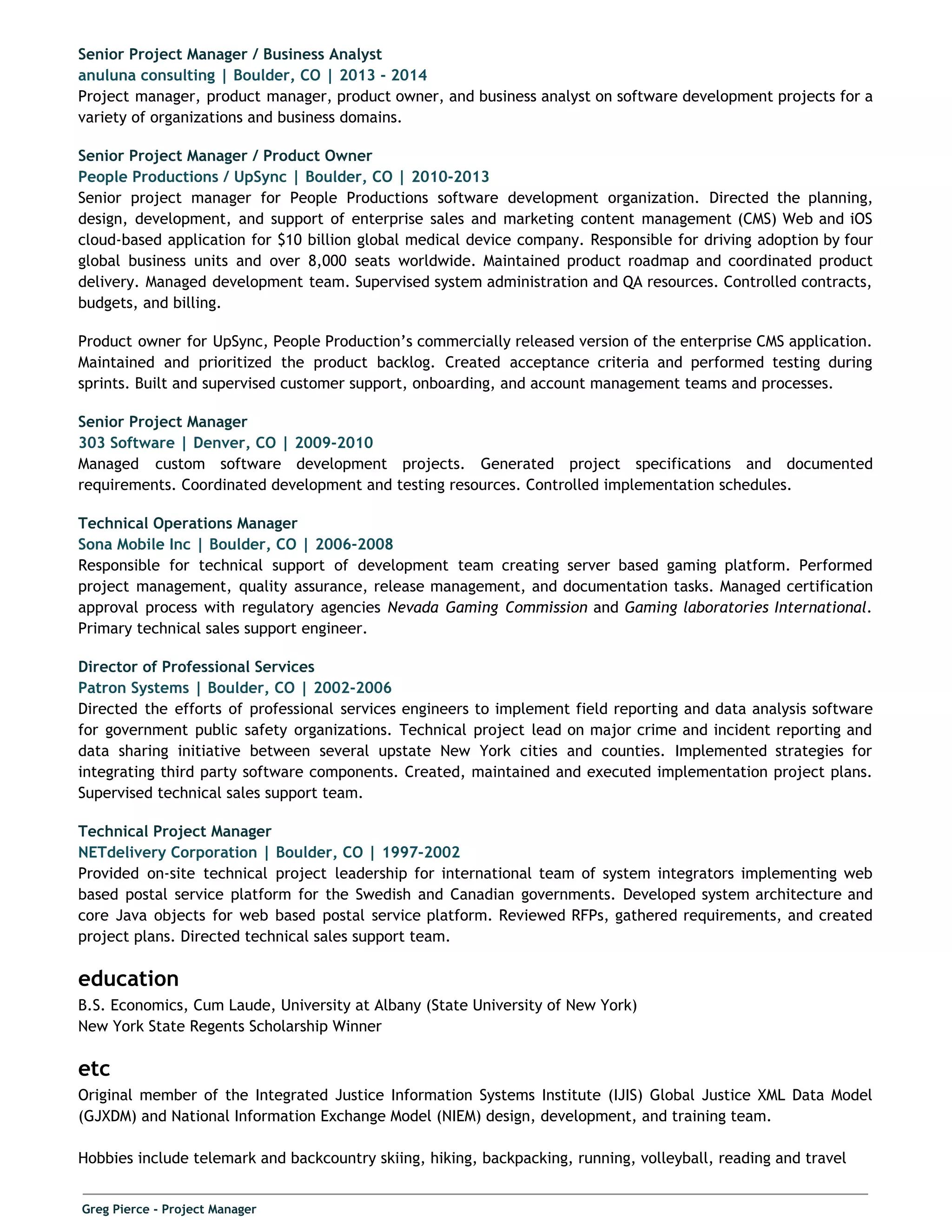 GregoryPierceProjectManager | PDF