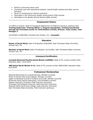 Anna Richmond LAPSW training resume | DOC